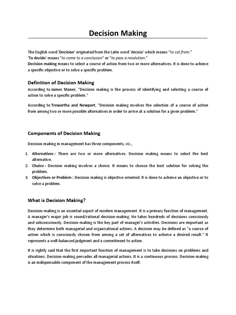 Decision Making Process | PDF | Decision Making | Rationality