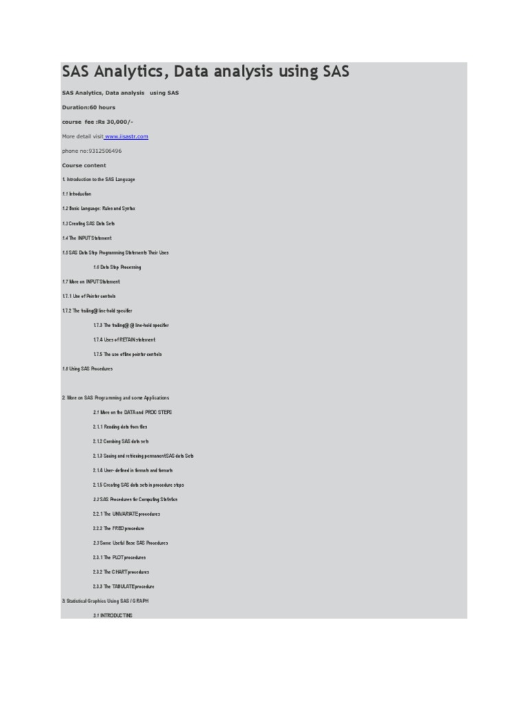 Sas Analytics | PDF | Sas (Software) | Regression Analysis