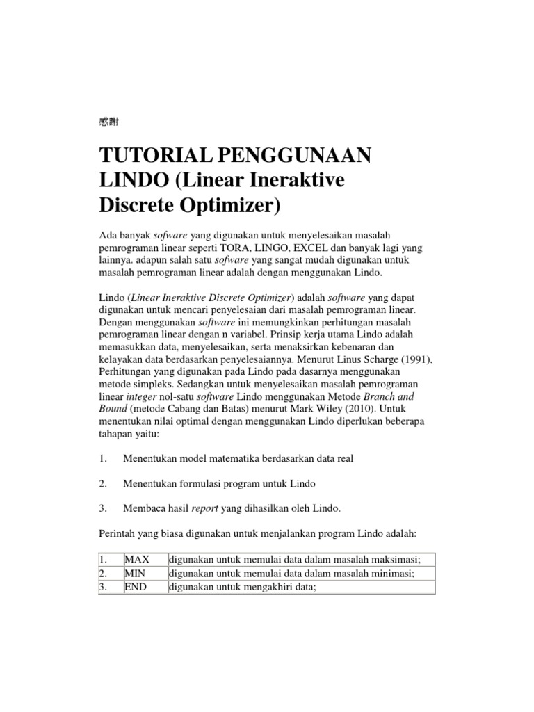 Lindo (How To Use Lindo N How To Read Its Result) | PDF | Metode ...
