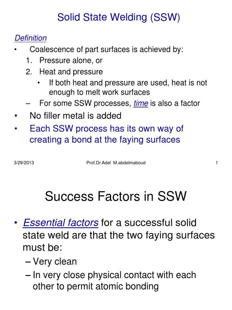 Welding Lecture 5 Solid State Welding Processes ( - ) | PDF | Welding | Construction