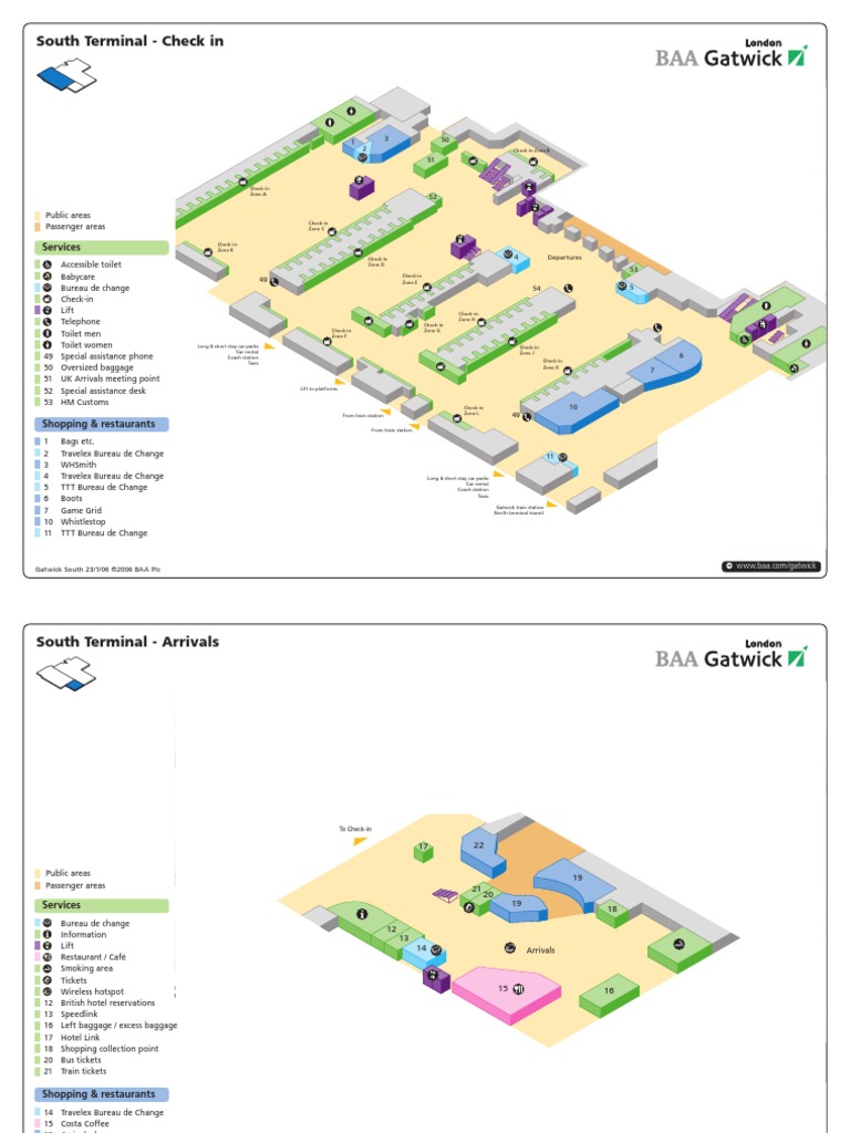 Gatwick Terminal Map 2006 South Terminal | PDF | Train Station ...