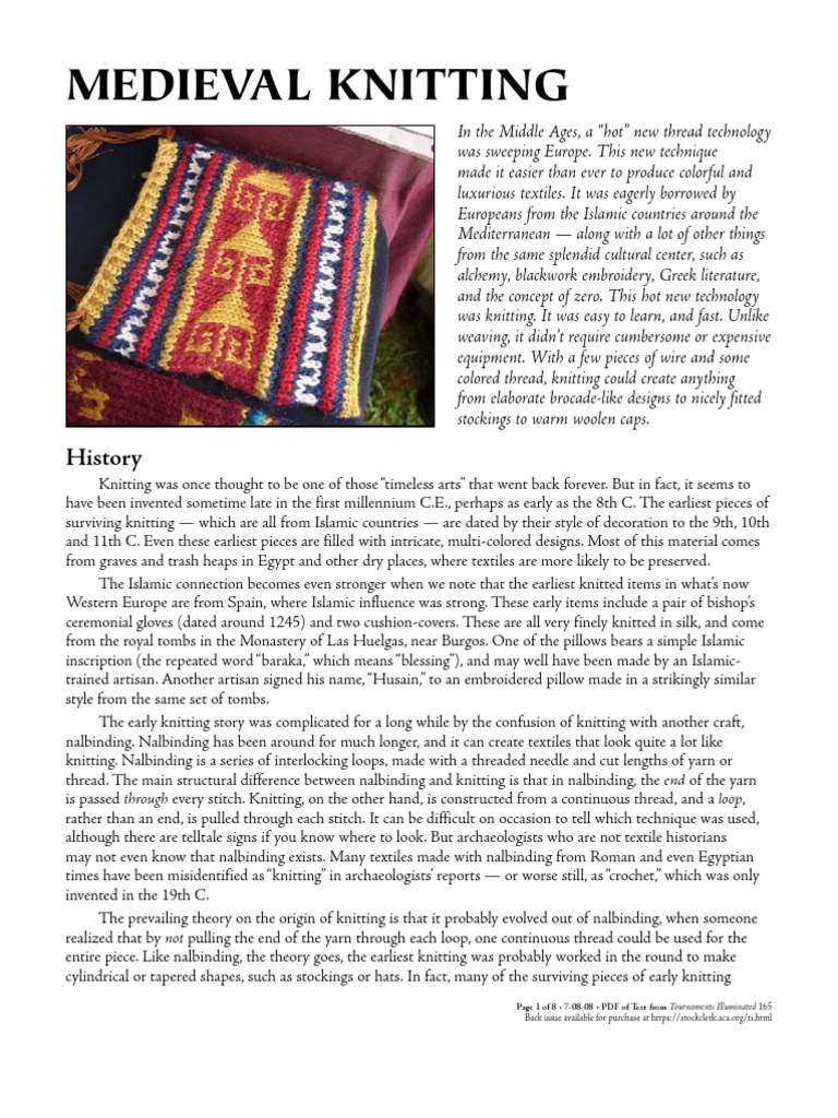 Medieval Knitting | Download Free PDF | Knitting | Yarn
