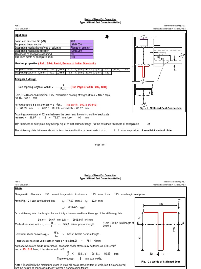 Stiffened Seat Connection | Beam (Structure) | Column