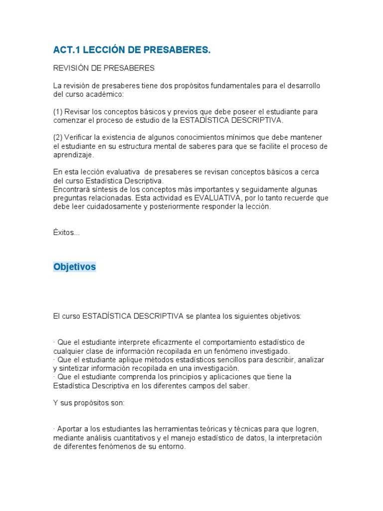 Act.1 Lección de Presaberes | PDF