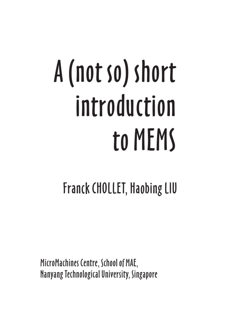 Introduction To MEMS. | PDF | Microelectromechanical Systems ...