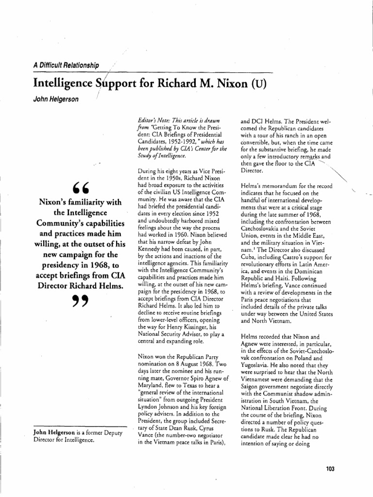 1996-01-01 President Nixon and The Role of Intelligence in The 1973 ...