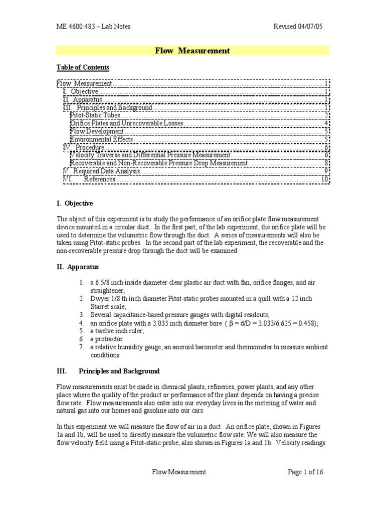 FlowMeasLab and Worksheet | PDF | Flow Measurement | Fluid Dynamics
