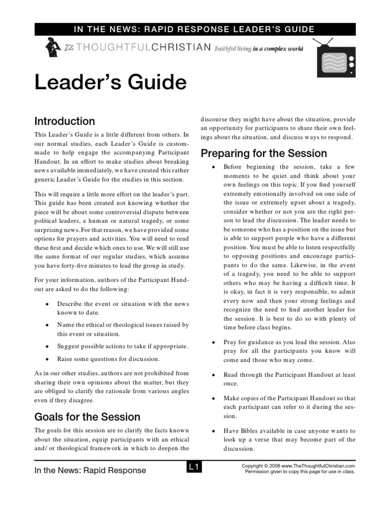 In The News Leader Guide | PDF | Tragedy | Emotions