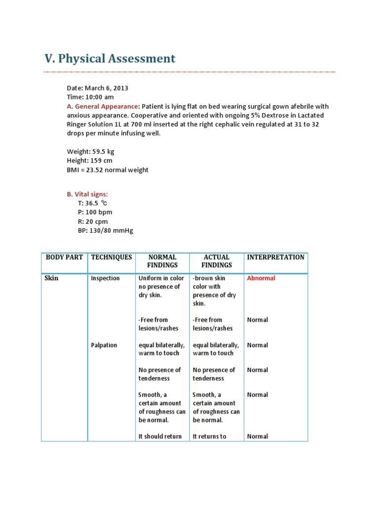 V. Physical Assessment: A. General Appearance | Download Free PDF ...