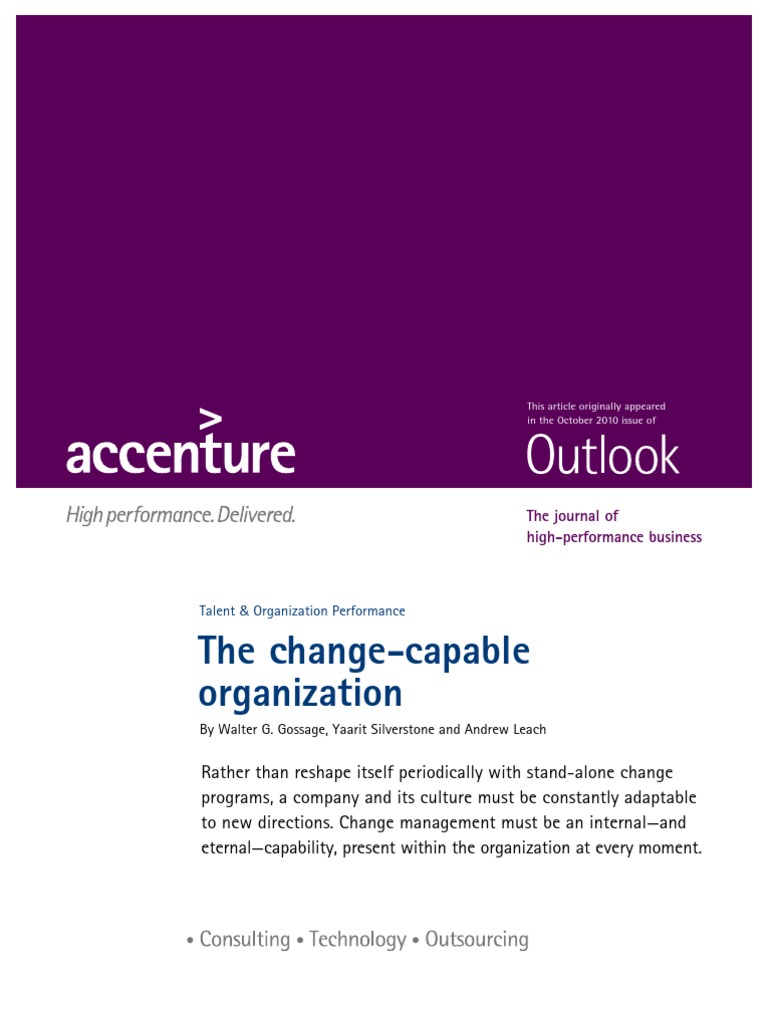 Accenture Outlook Change Capable Organization | Change Management ...