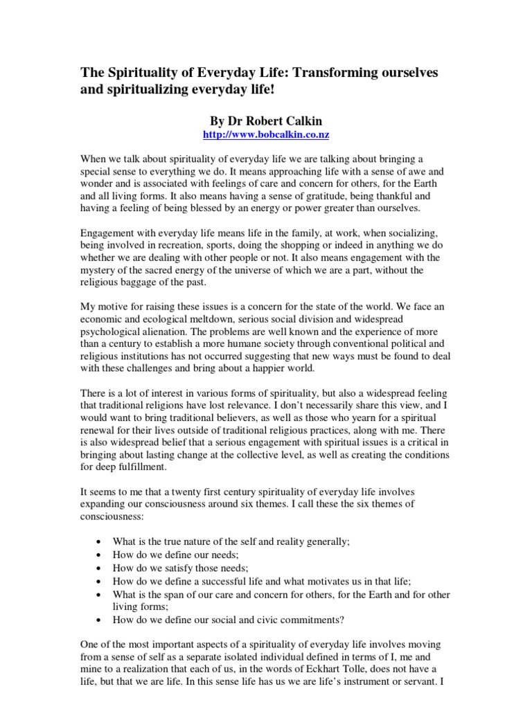 Spirituality in Everyday Life2 | PDF | Spirituality | Self