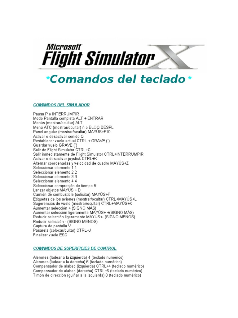 Comandos de Teclado en Flight Simulator | PDF | Helicóptero ...
