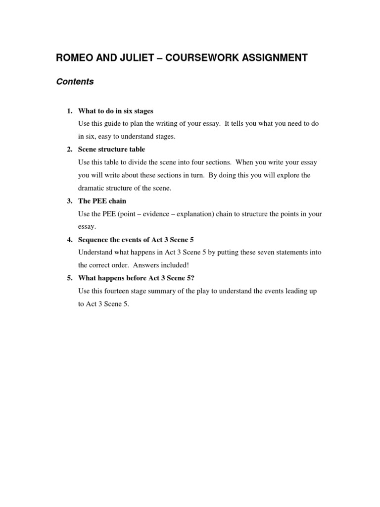 Romeo and Juliet Essay Guidelines | PDF | Characters In Romeo And ...