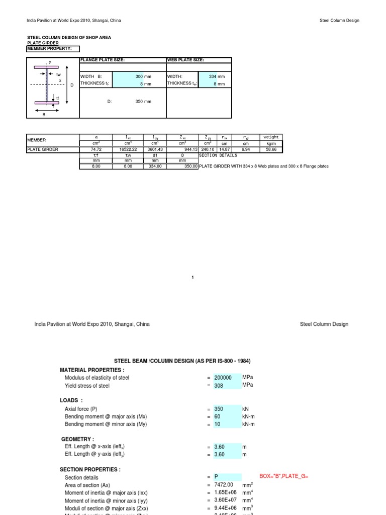 Steel Column Design | PDF | Bending | Materials