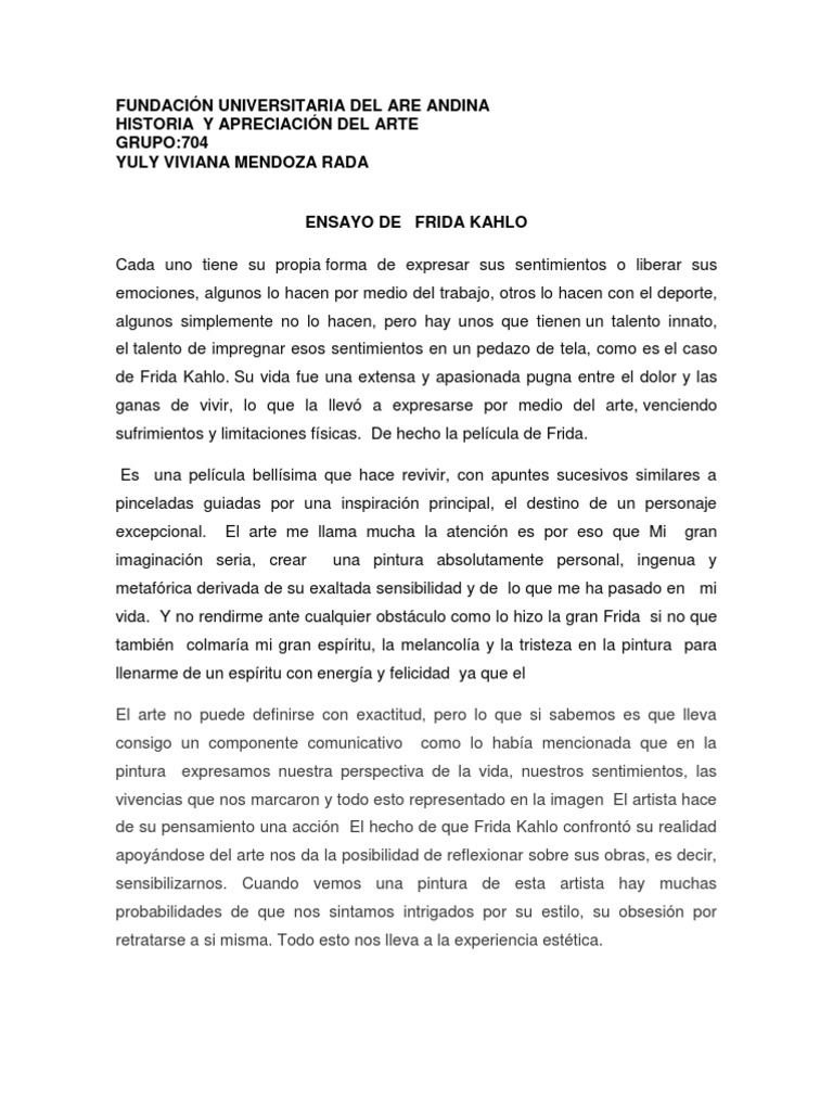 Ensayo de Frida Kanhlo | PDF | Pinturas | Artes (general)