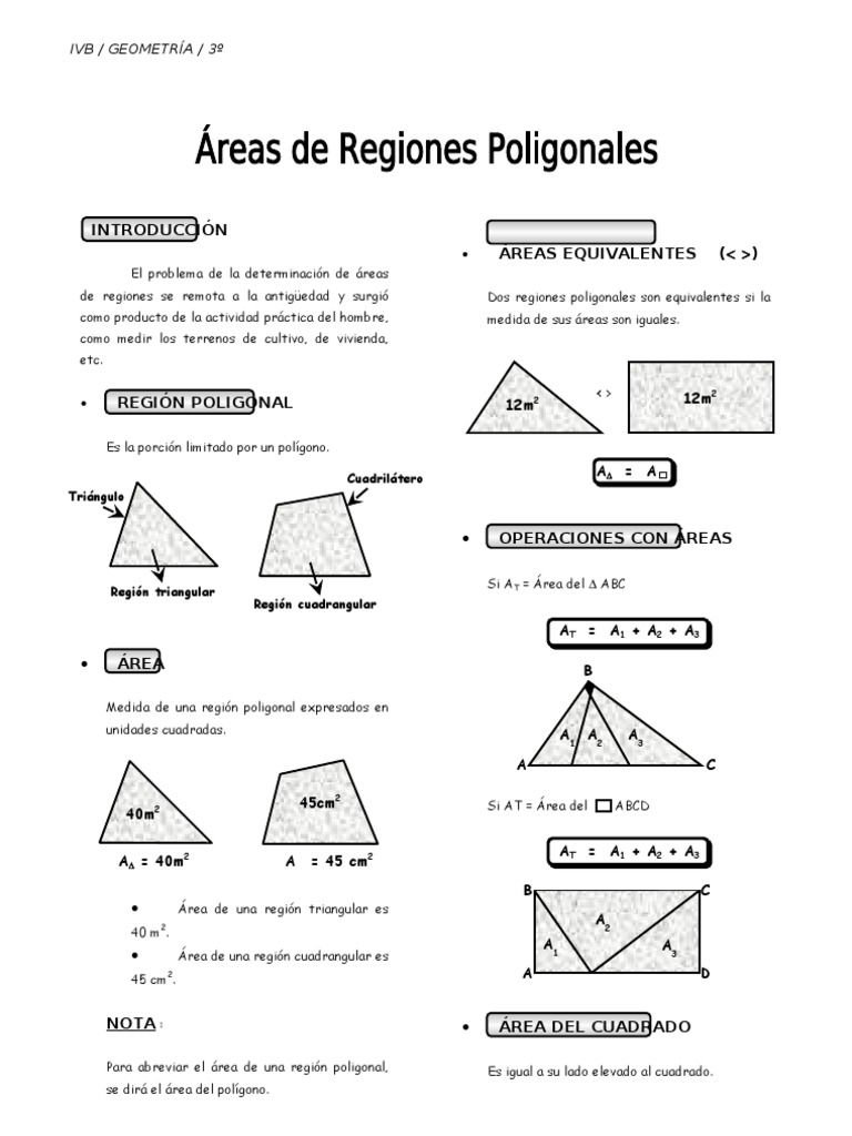 IV Bim. 3er. Año - GEOM. - Guia #7 - Áreas de Regiones Pol | PDF ...