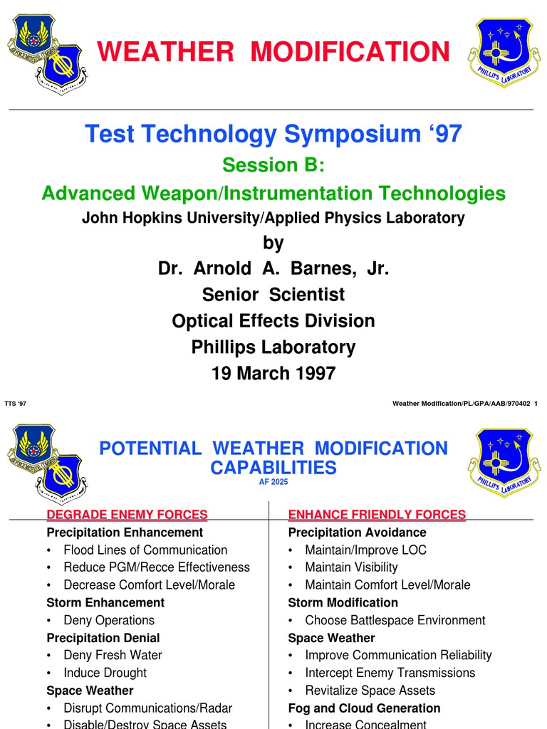 Weather Modification Test Technology Symposium 1997 USAF DR Arnold A ...