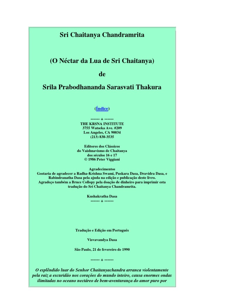 O Néctar Da Lua de Sri Chaitanya | PDF | Krishna | Hinduísmo