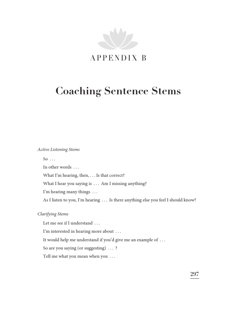 Coaching Sentence Stems Guide | PDF | Emotions | Psychological Concepts