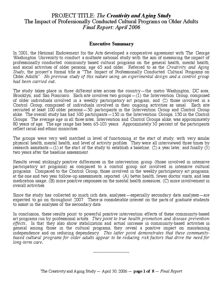 Gene Cohen Creativity and Aging | PDF | Ageing | Mental Health