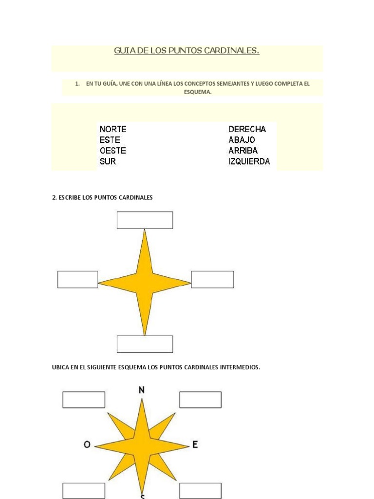 Guía de Puntos Cardinales | PDF | Métodos y materiales de enseñanza ...