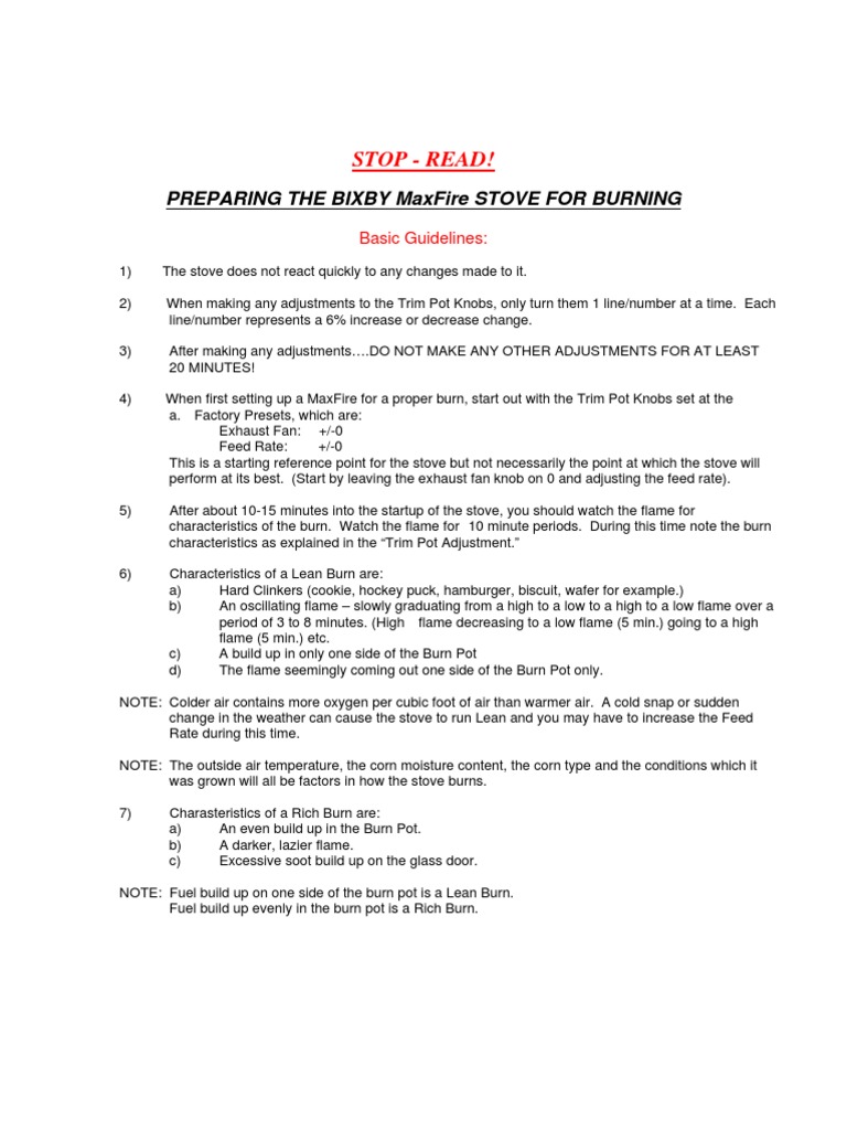 Bixby MaxFire Stove Setup Guide | PDF | Stove | Combustion