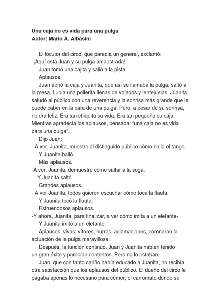 Cuento - Una Caja No Es Vida para Una Pulga | PDF | Gatos | Ocio