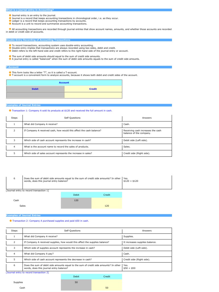 What Is A Journal Entry in Accounting | PDF | Debits And Credits ...
