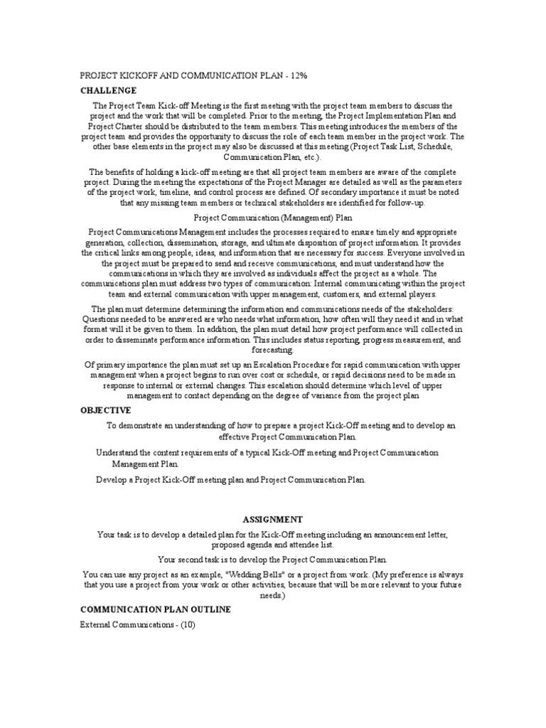 Project Communication Plan | PDF | Communication | Documentation
