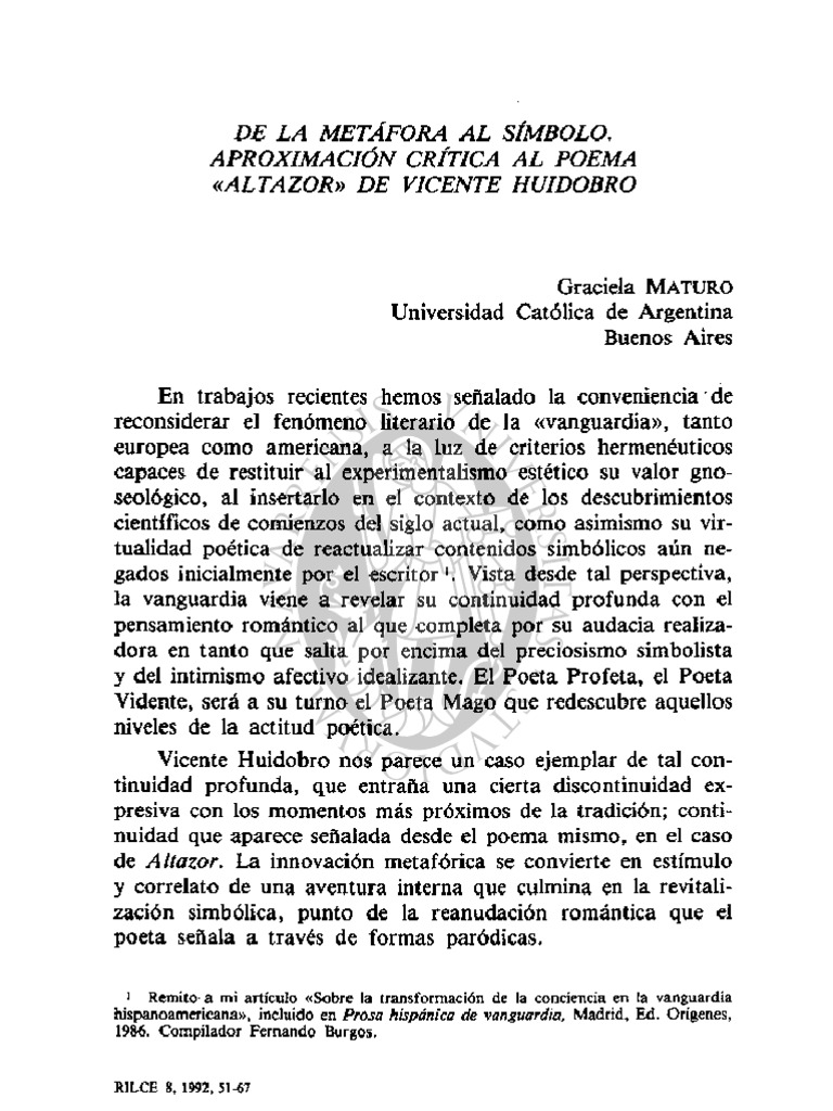 Artículo 4. de La Metáfora Al Símbolo. Aproximación Crítica Al Poema ...
