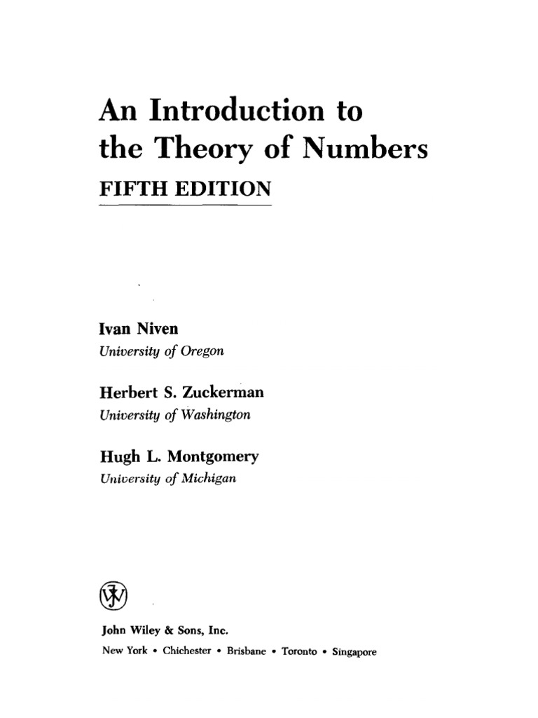 An Introduction To Theory of Number