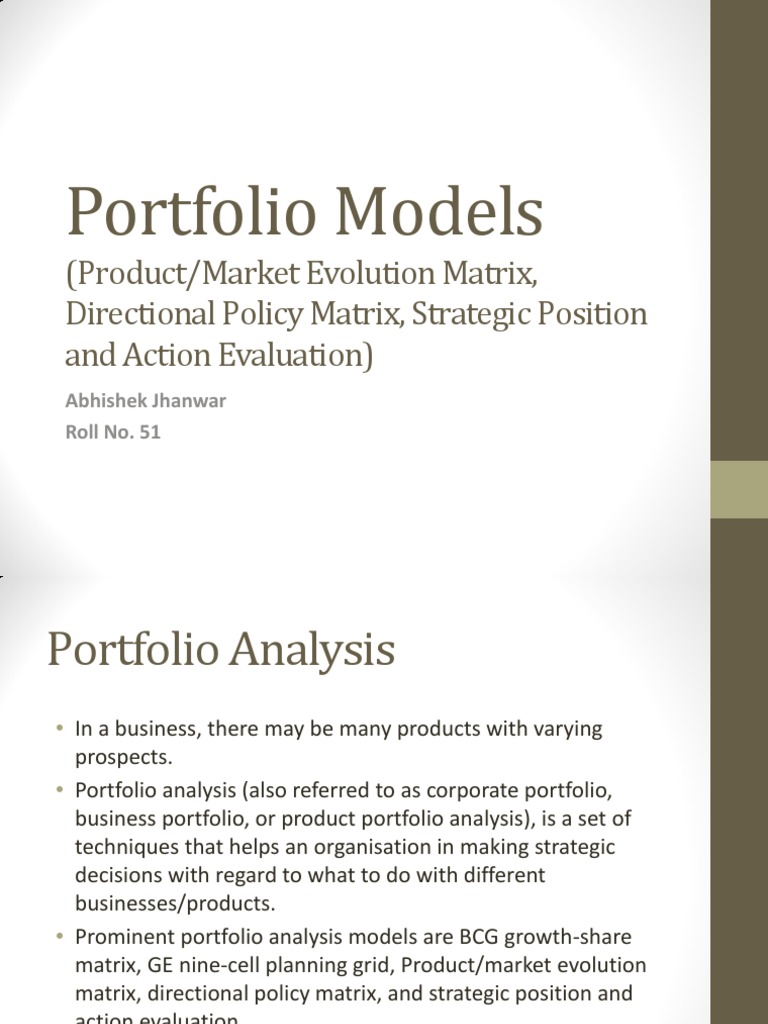 Portfolio Models | PDF | Strategic Management | Economic Growth