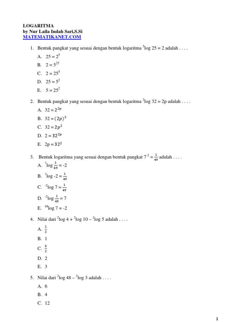 Soal-Logaritma Kelas X | PDF