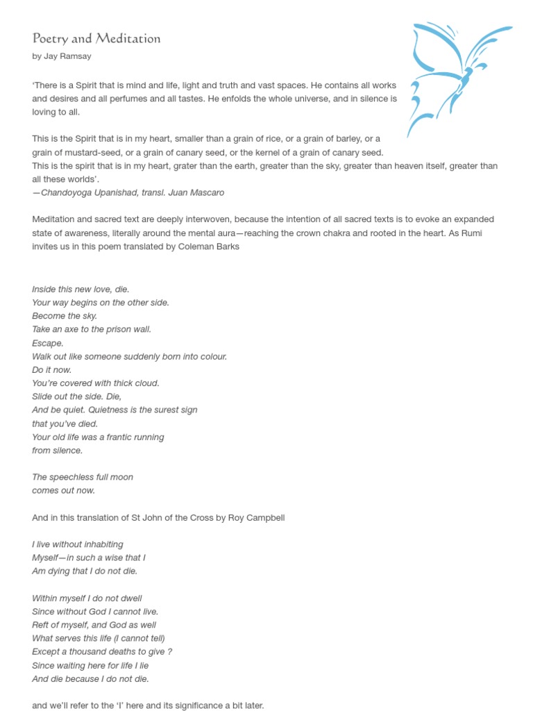 Mindfulness Poems for Meditation | PDF | Soul | Meditation
