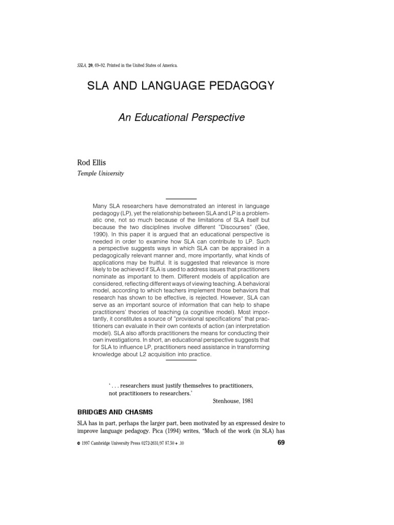 SLA's Impact on Language Pedagogy | PDF | Second Language Acquisition ...