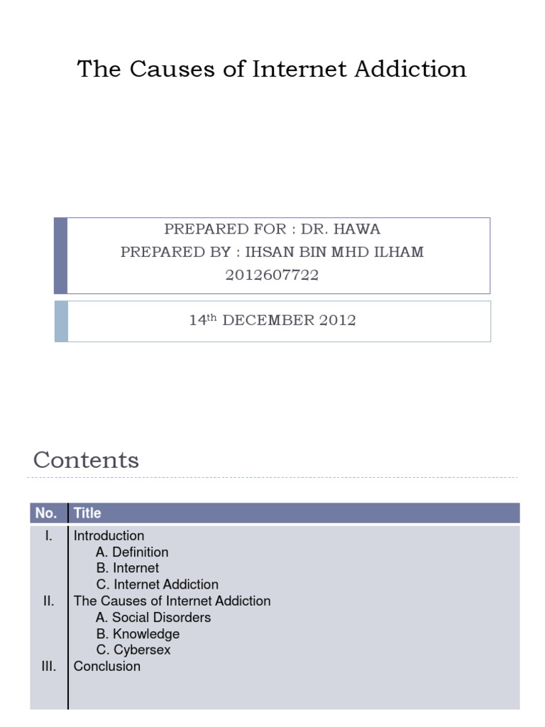 Internet Addiction Causes | PDF