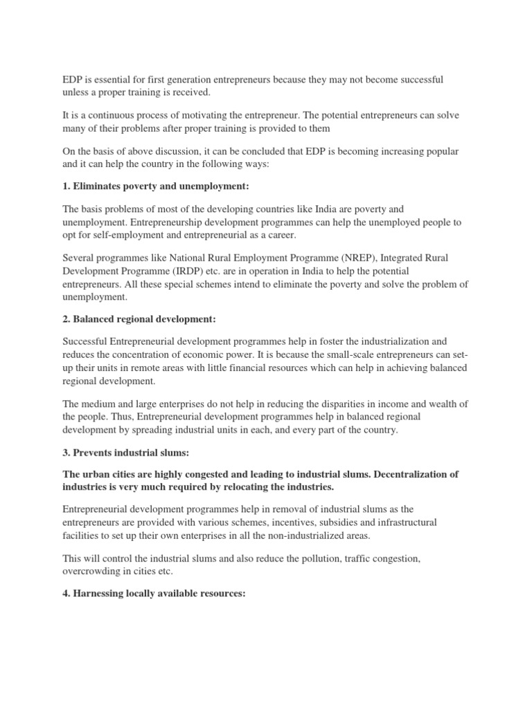 Edp Process | PDF | Entrepreneurship | Economic Development
