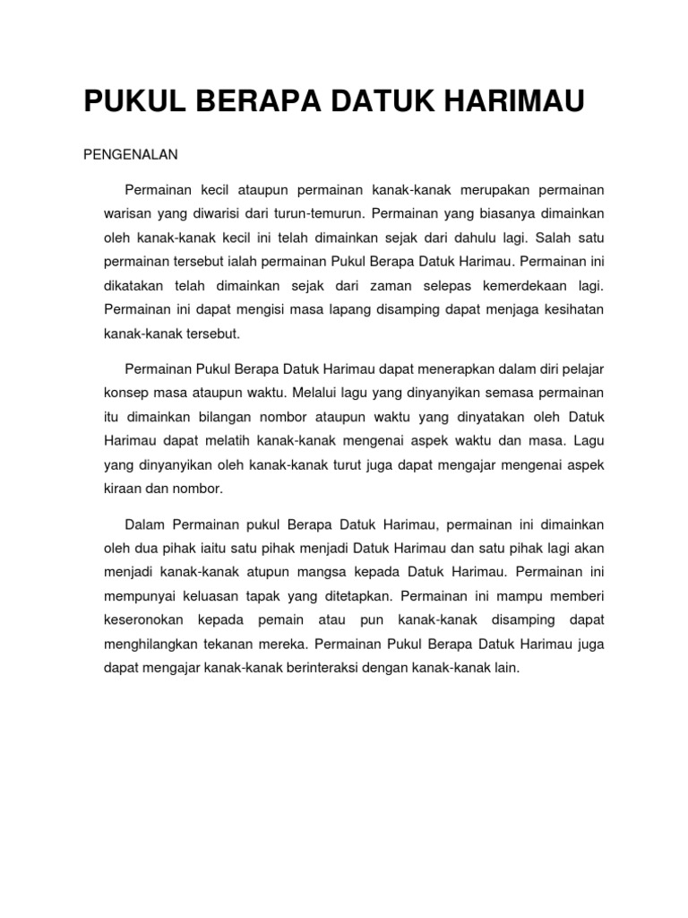 Pukul Berapa Datuk Harimau | PDF