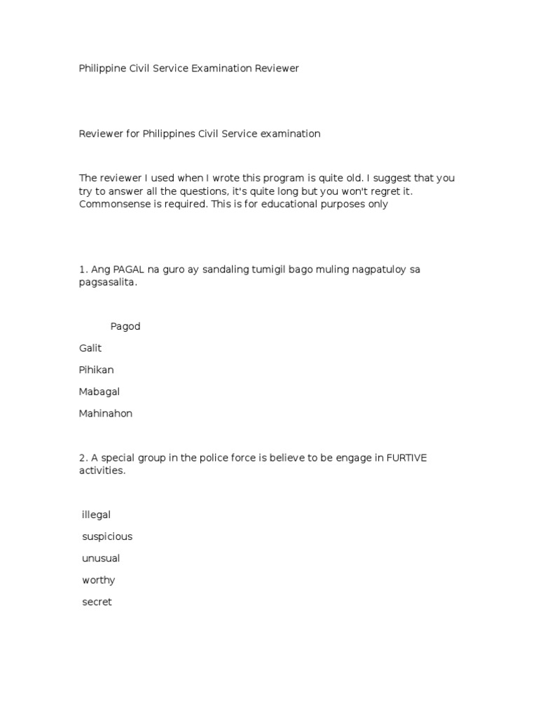 Civil Service Questionnaire | PDF | Global Warming | Civil And ...