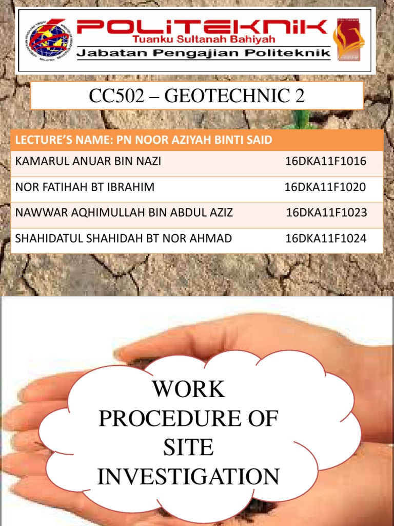 Presentation Work Procedure of Site Investigation | PDF | Earth ...