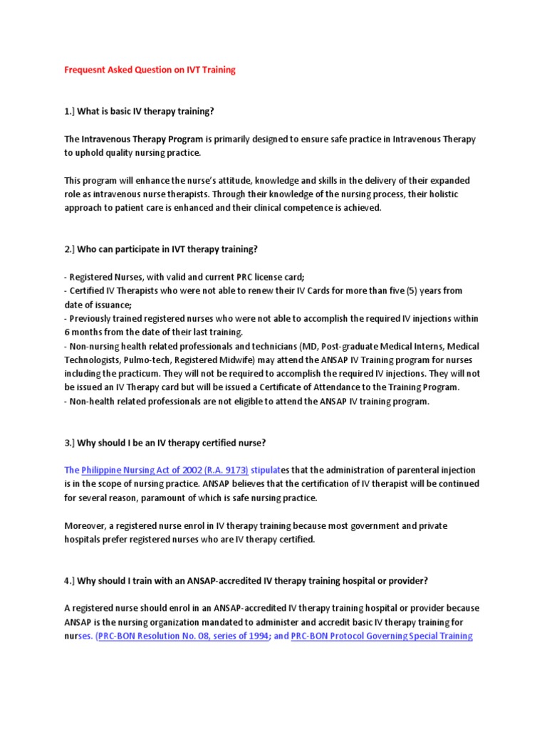 IV Therapy Training Guide | PDF | Intravenous Therapy | Nursing