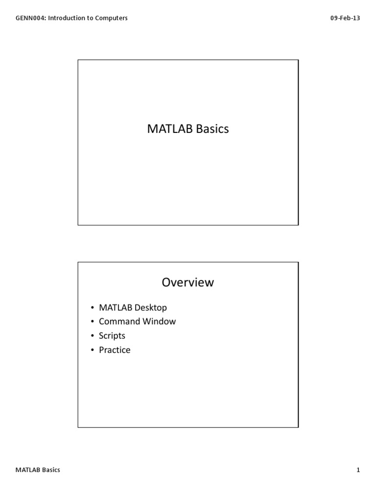 MATLAB Basics: - MATLAB Desktop - Command Window - Scripts - Practice | PDF | Web Browser ...