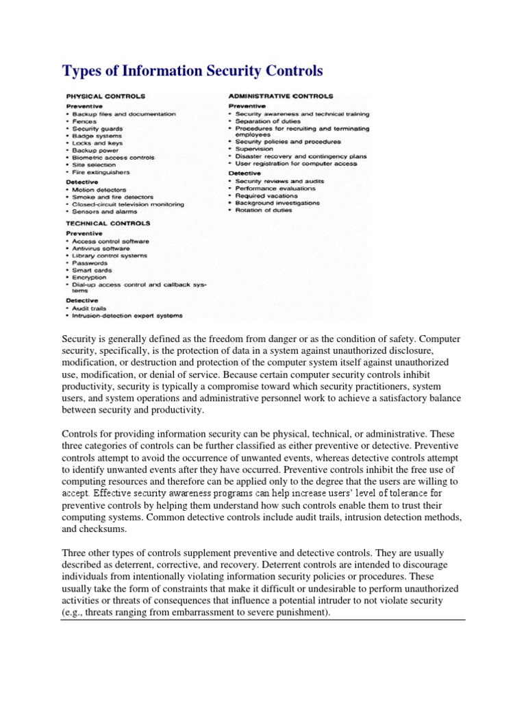 Types of Security Controls | PDF | Router (Computing) | Firewall ...