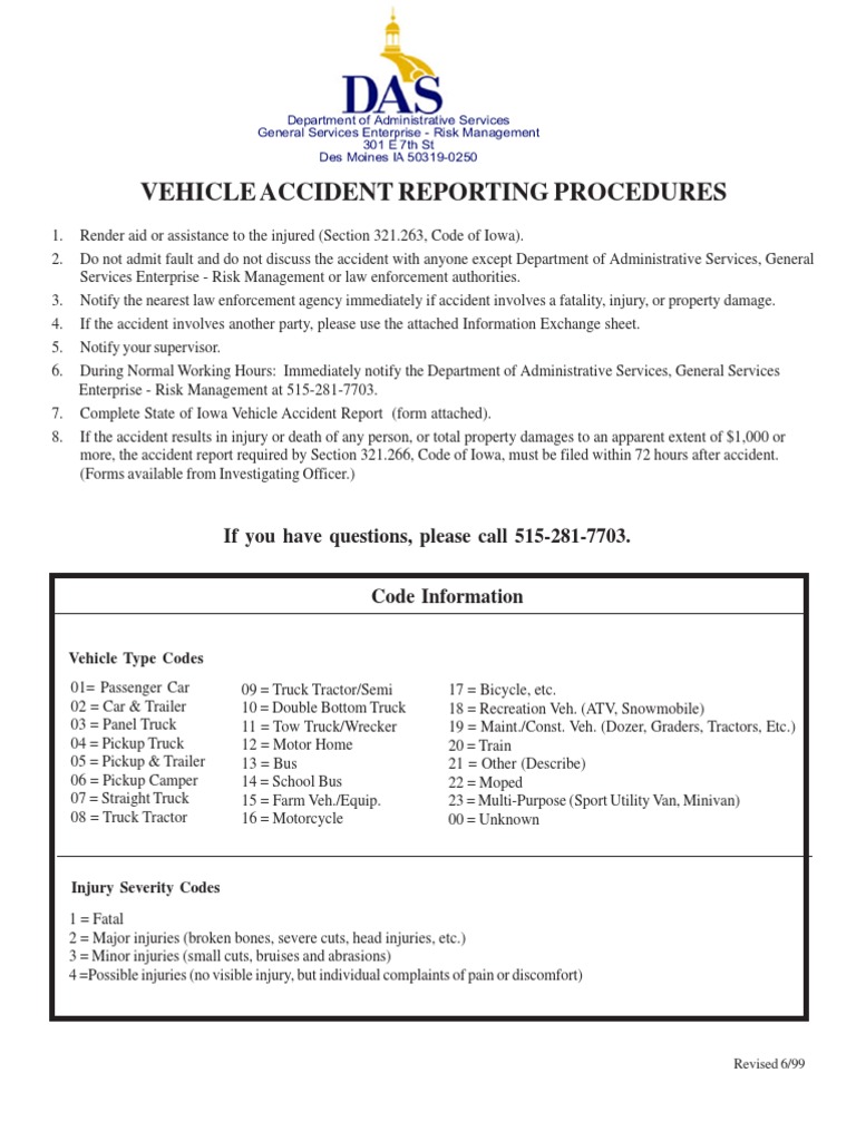 Vehicle Accident Reporting Procedures: If You Have Questions, Please ...