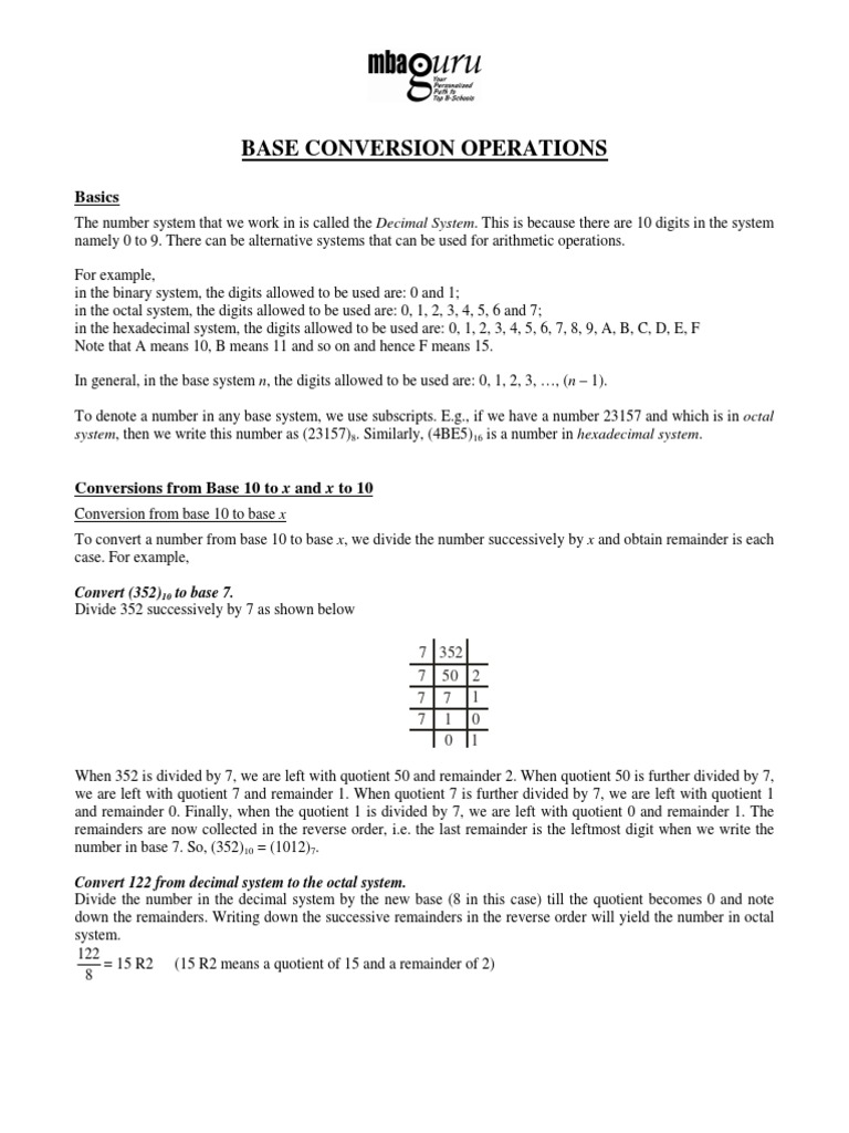 Base Conversions | PDF | Decimal | Mathematical Objects
