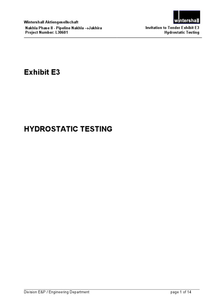 Exhibit - E3 Hydrostatic Testing | PDF