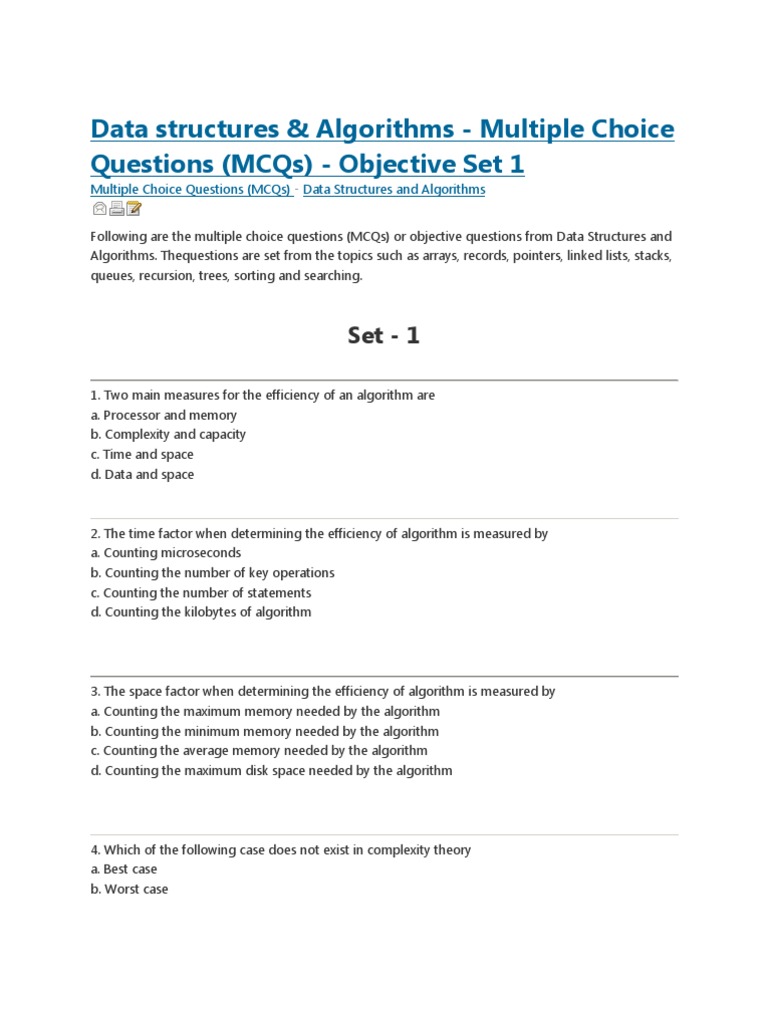 Data Structures MCQ | Download Free PDF | Time Complexity | Matrix ...
