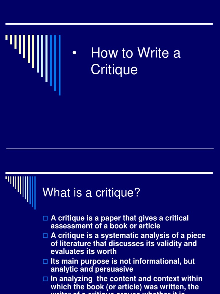How To Write A Critique | PDF | Argument | Validity