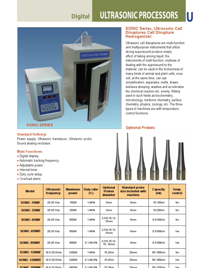 Ultrasonic Processors Overview | PDF | Ultrasound | Titanium