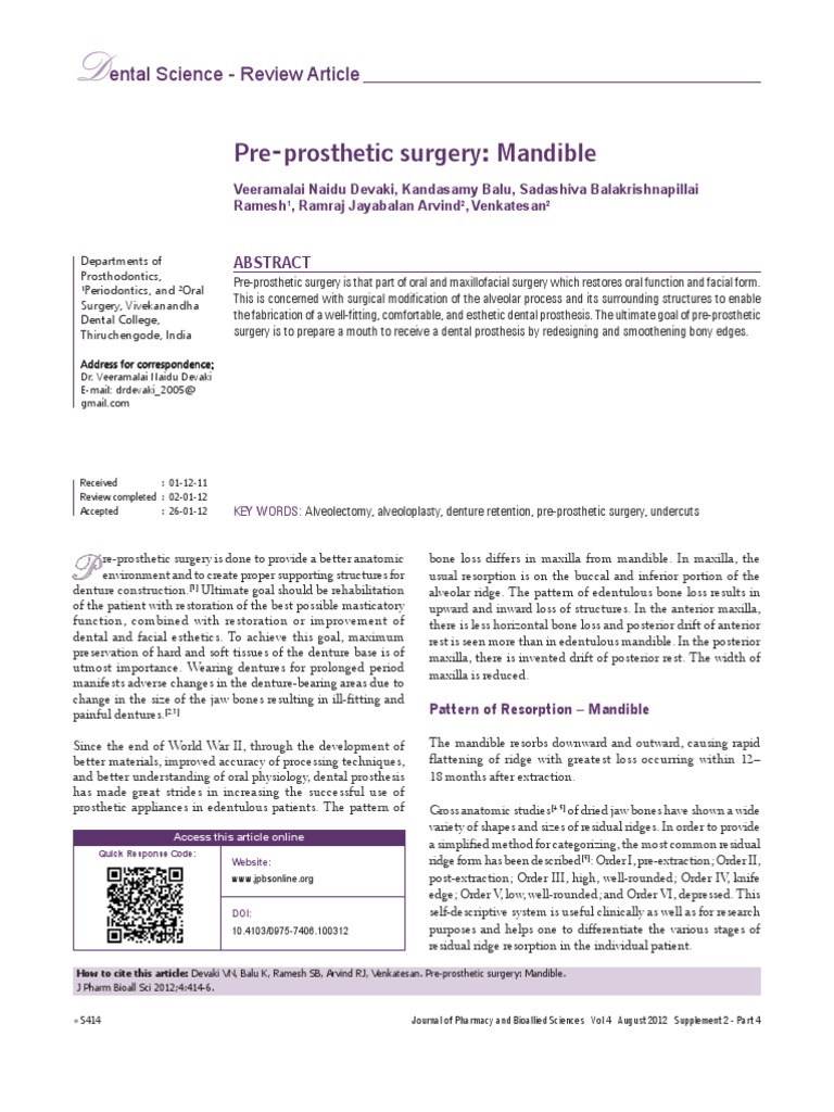 Preprosthetic Surgery | Prosthodontics | Dentures